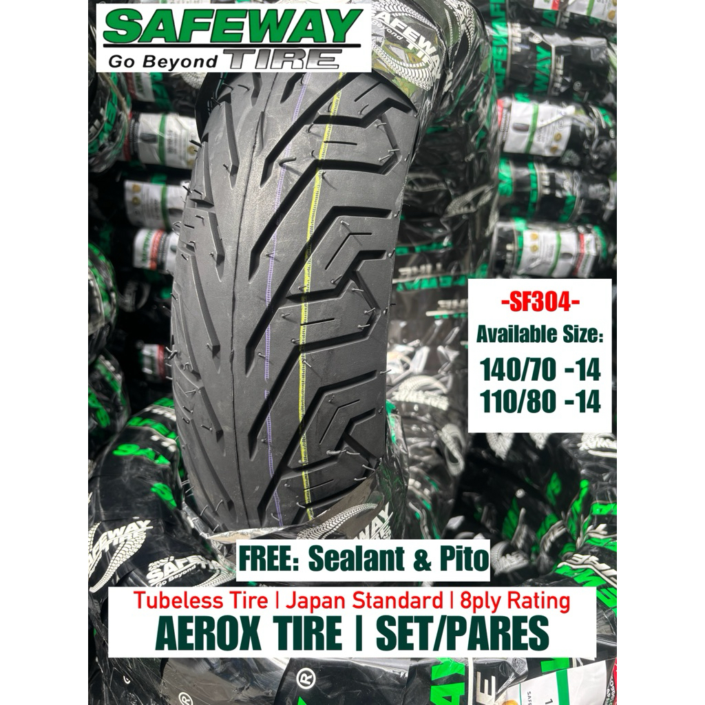 SAFEWAY Tire for AEROX Tubeless, 8ply Rating Free Sealant & Pito, Size ...