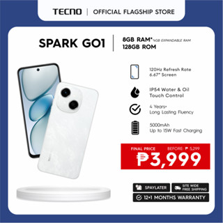TECNO Spark Go 1 8GB (4+4) + 128GB | T615 Processor | 120Hz 6.67" Big Display | 15W 5000 mAh ...