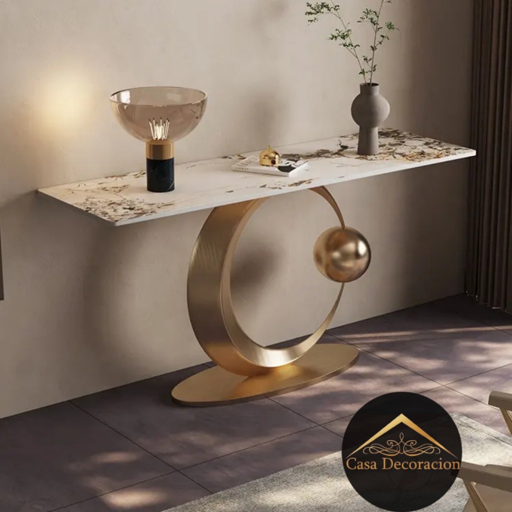 Abstract Metal Console Table White Marble | Shopee Philippines