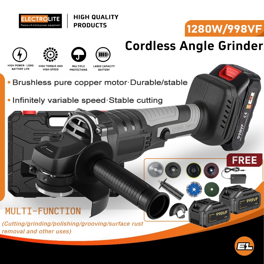 1280W Cordless Angle Grinder/Cutting Machine Tools Portable Electric ...