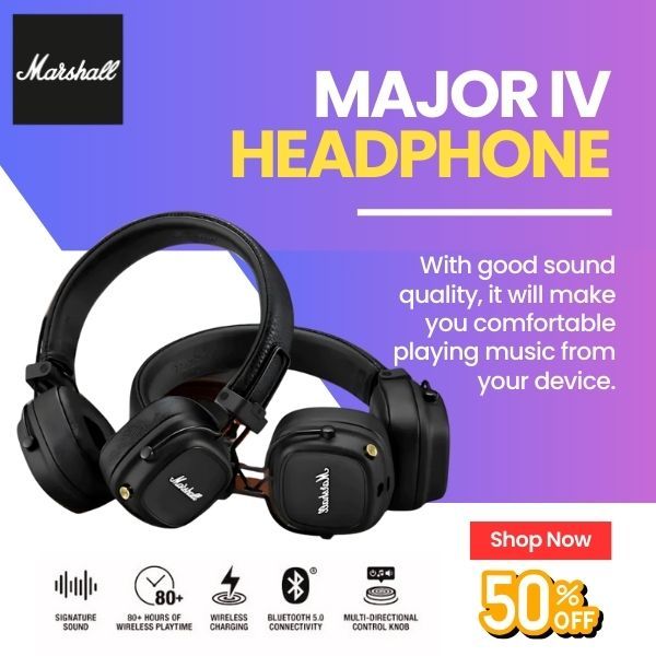 Major IV Wireless Bluetooth Headphones with Mic – Deep Bass, 80+ Hrs ...