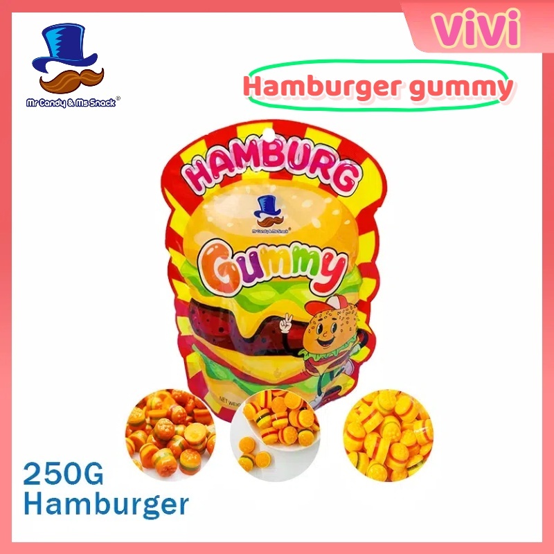 250g Hamburger candy Gummy Candy Wholesale fruit filled gummies ...