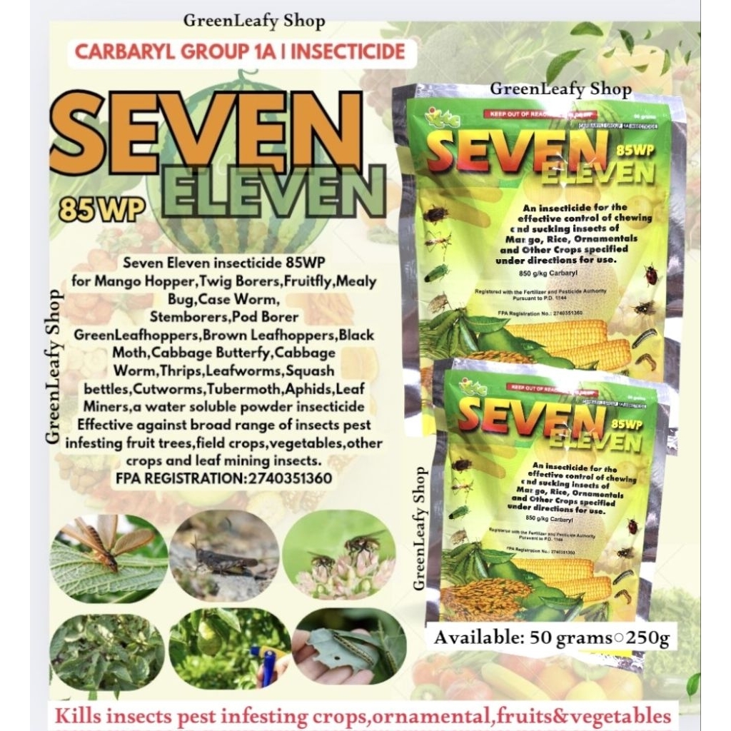 Seven Eleven CARBARYL 85WP(INSECTICIDE) FRUIT VEGETABLE (PESTS CONTROL ...