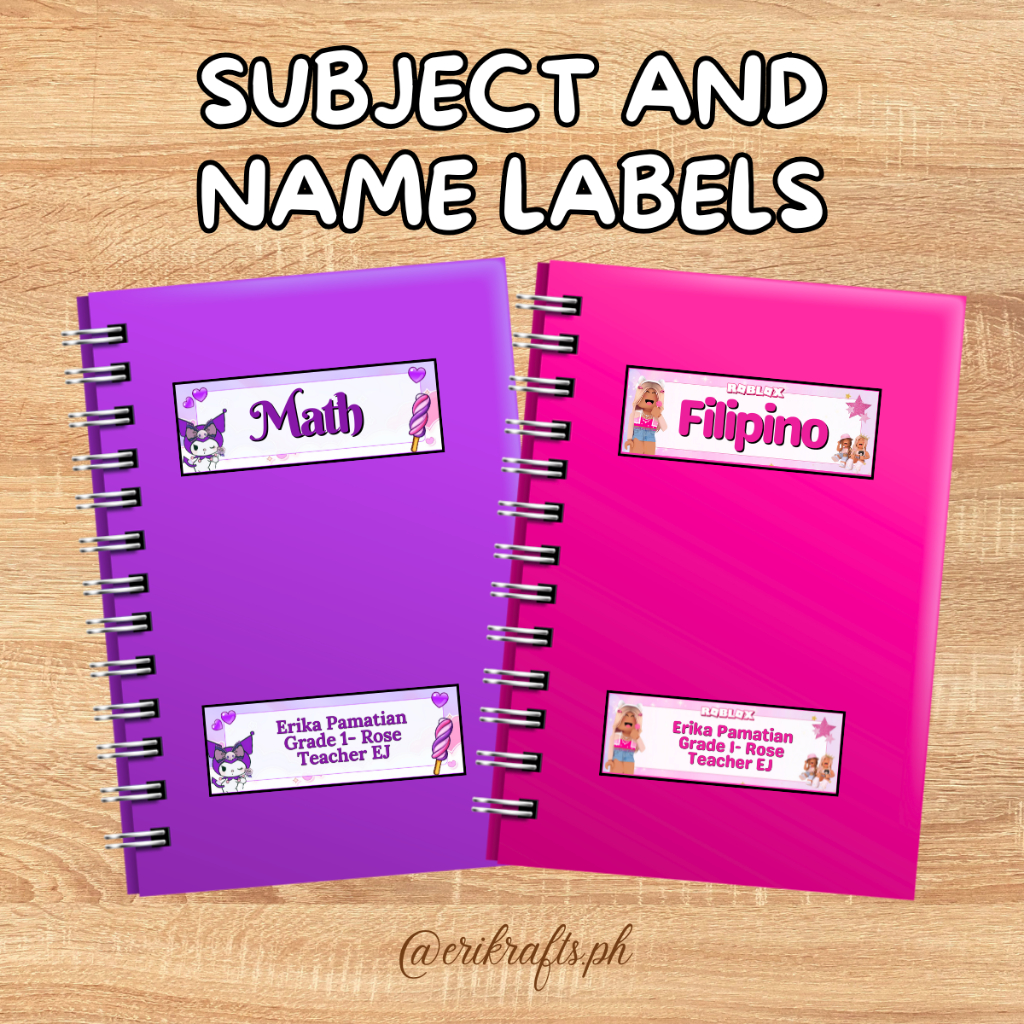 [GIRLS] Subject and Name Label Stickers (8 Subjects & 8 Names ...