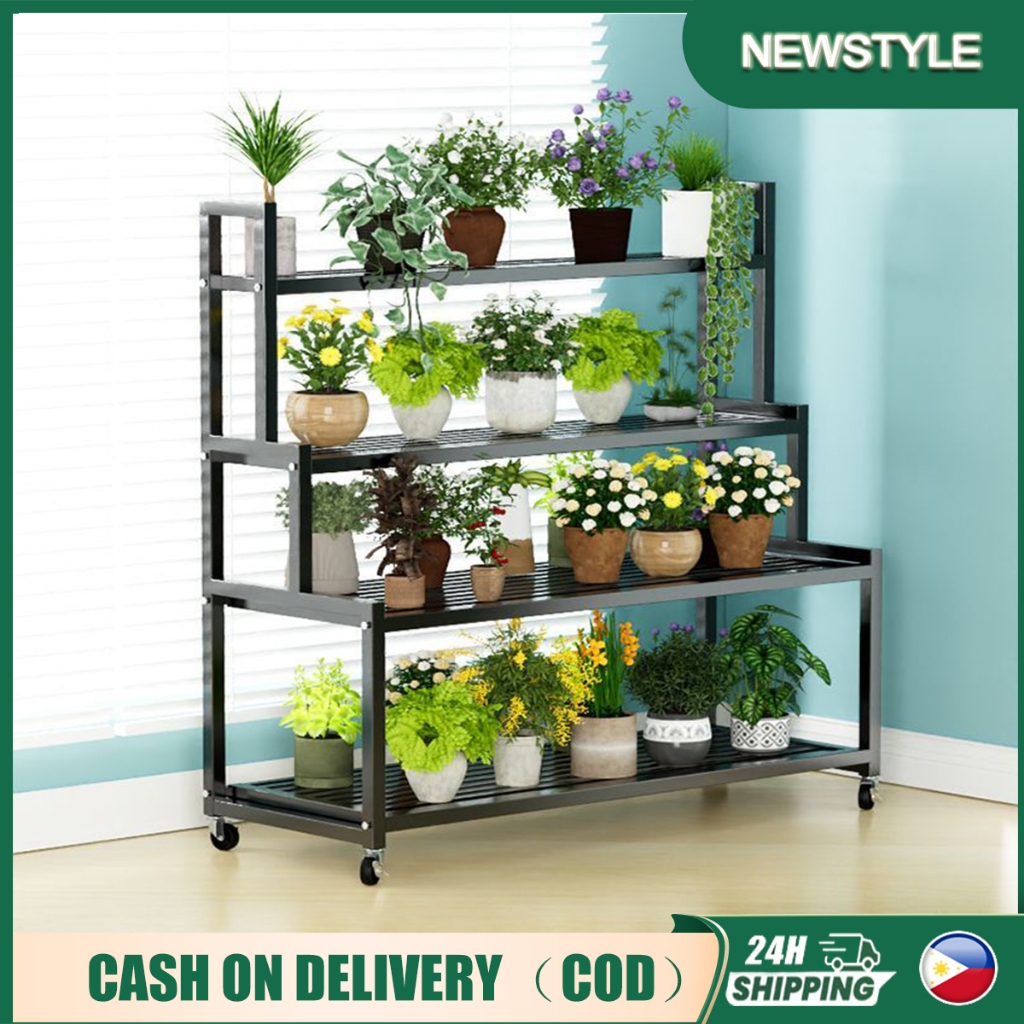 Simple plant rack balcony storage rack multi-layer flower rack ironwork ...