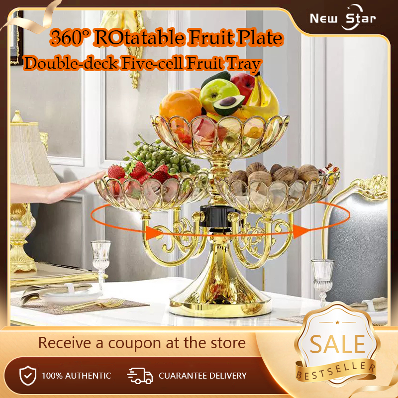 Crystal Rotating Tray 5 Grids Multi Layered High End Fruit Tray With ...