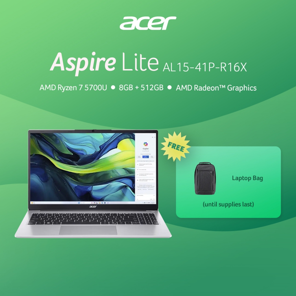Acer Aspire Lite AL15-41P-R16X Laptop | 15.6" IPS | AMD Ryzen 7 | 8GB ...