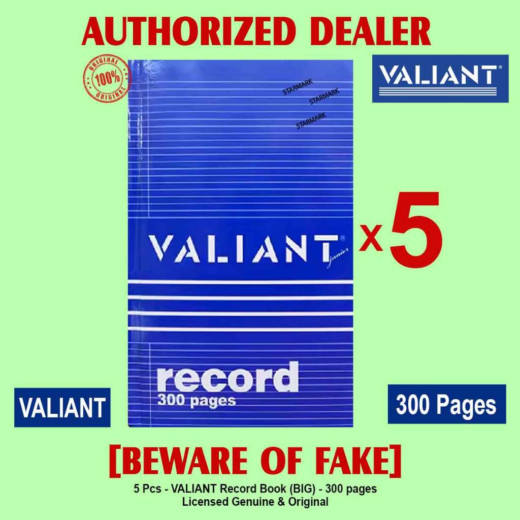 VALIANT Record Book Books 300 PAGES Padded VALIANT Logbook Log Book ...