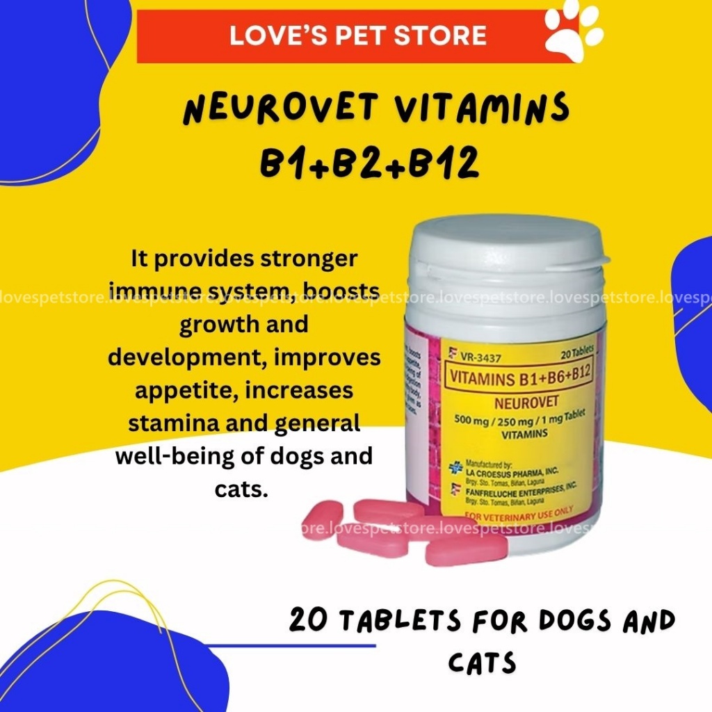 Neurovet Vitamin B1+B6+B12 for Pets 20 Tabs | Shopee Philippines