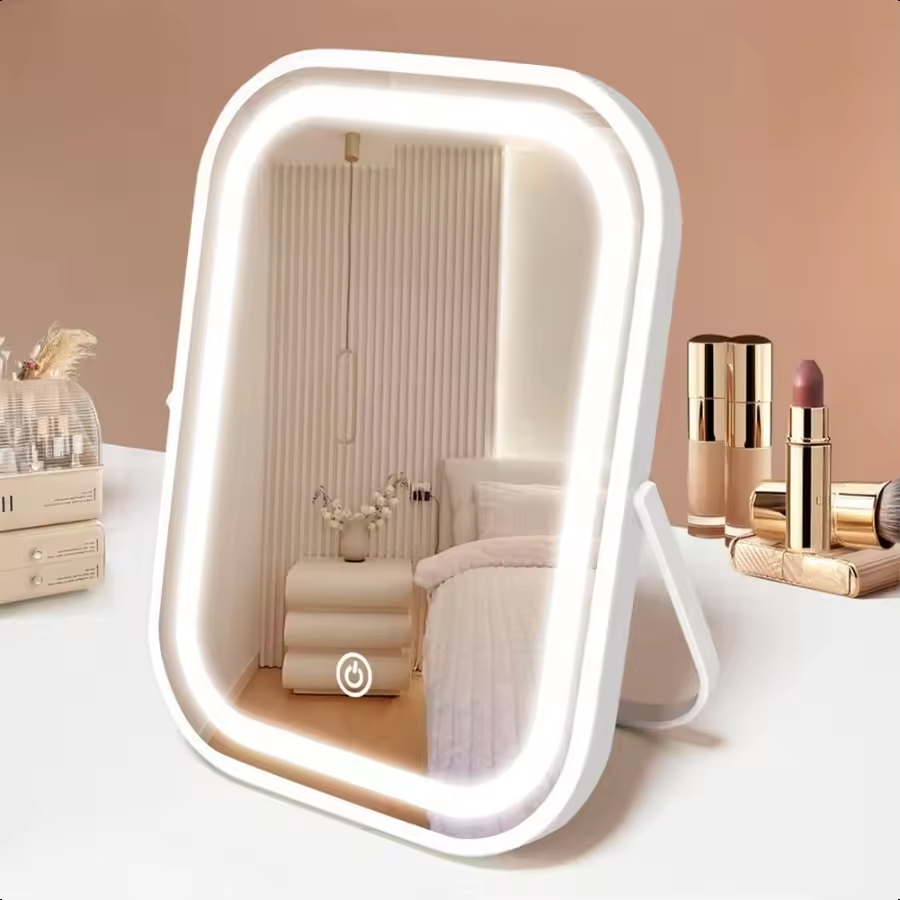 Lighted makeup mirror for desktop LED makeup mirror three-color ...