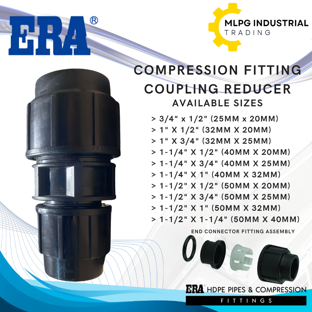 ERA HDPE Compression Coupling Reducer | 3/4", 1", 1-1/4", 1-1/2 ...