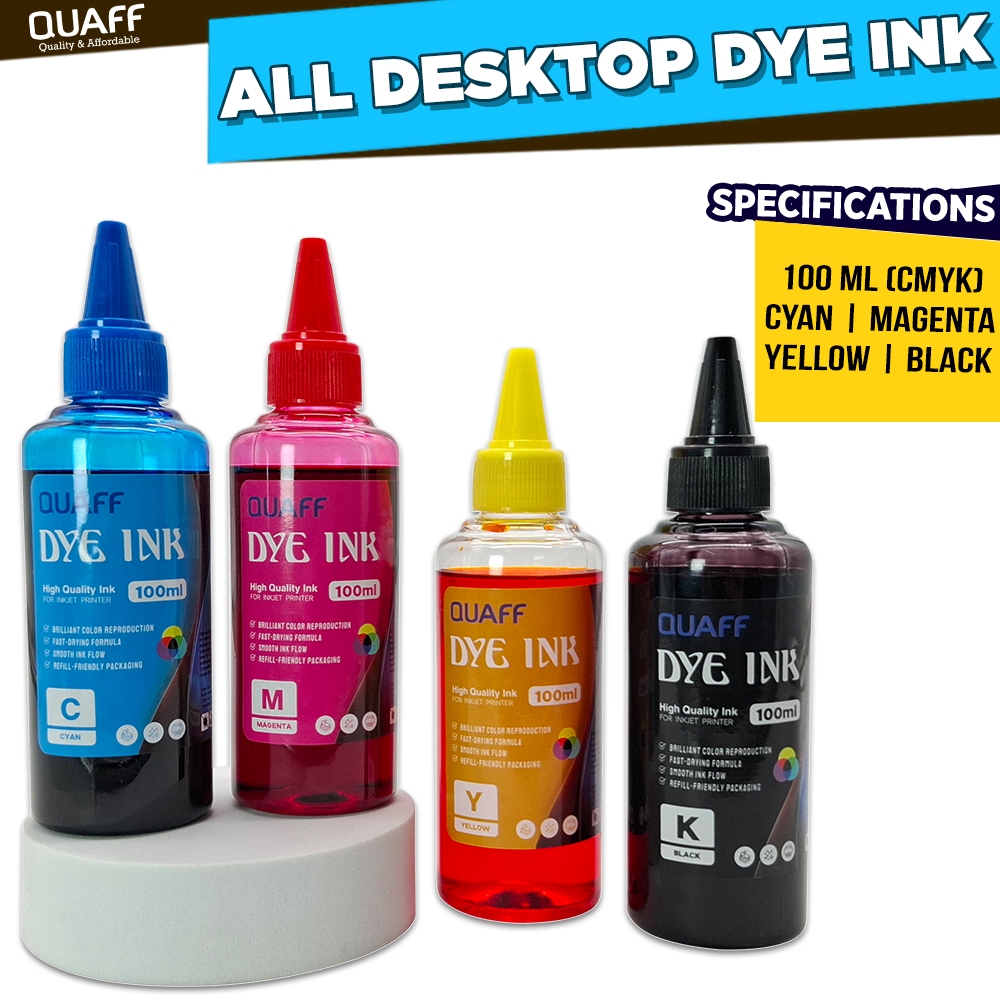 QUAFF Dye Ink for Inkjet Printer Universal Ink 100ml (Cyan - Magenta ...