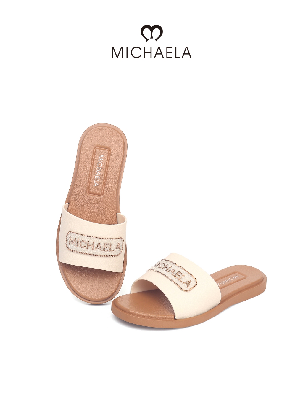 MICHAELA Rhinestone Flat Slippers Luxury Chic Comfort Slide Sandals for ...