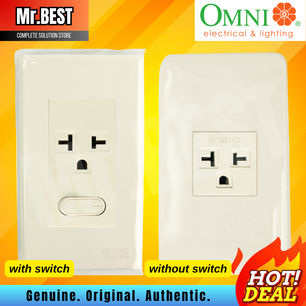 OMNI 20A Aircon Tandem Outlet with Switch & Plate WWA-501/S and WEA-401 ...