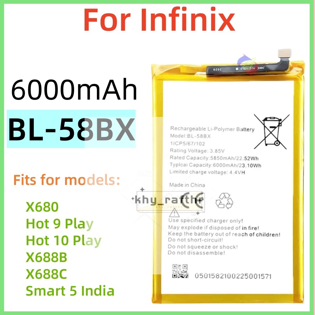 BL-58BX Battery For Infinix Hot 9 paly 10 paly X680 X688B X688C Battery ...