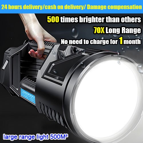 LED wick+side searchlight flashlight rechargeable waterproof heavy duty ...