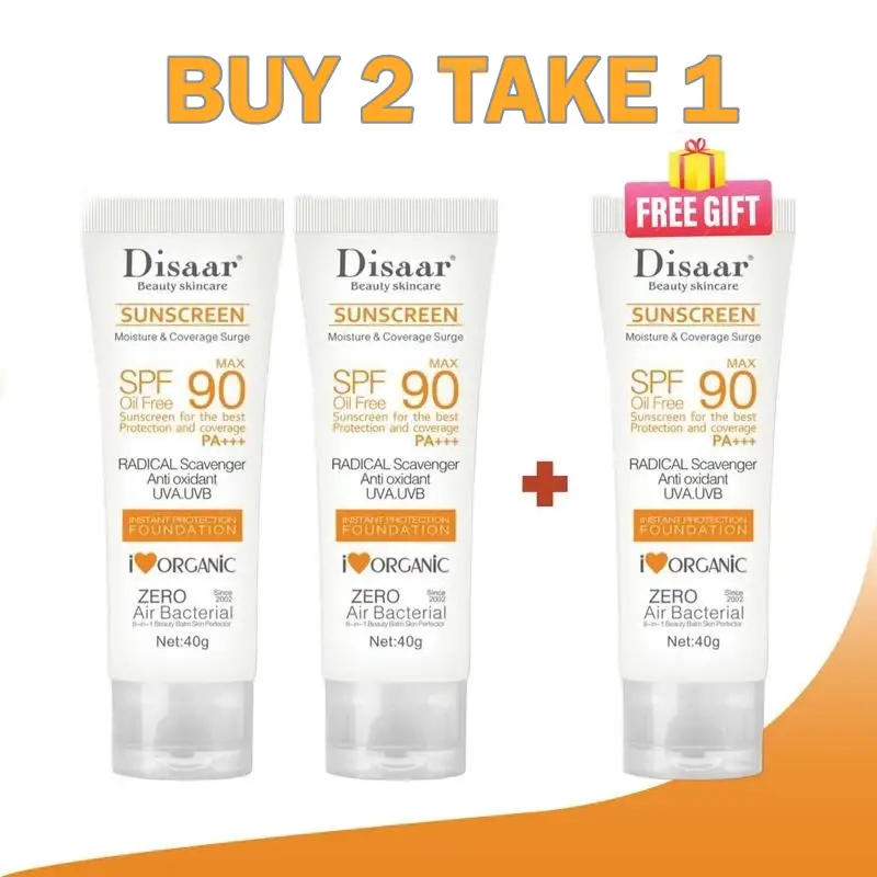 ( Set of 3 ) Disaar Facial Sunscreen Cream SPF 90 PA+ Moisturizing Skin Protect Sunblock ...