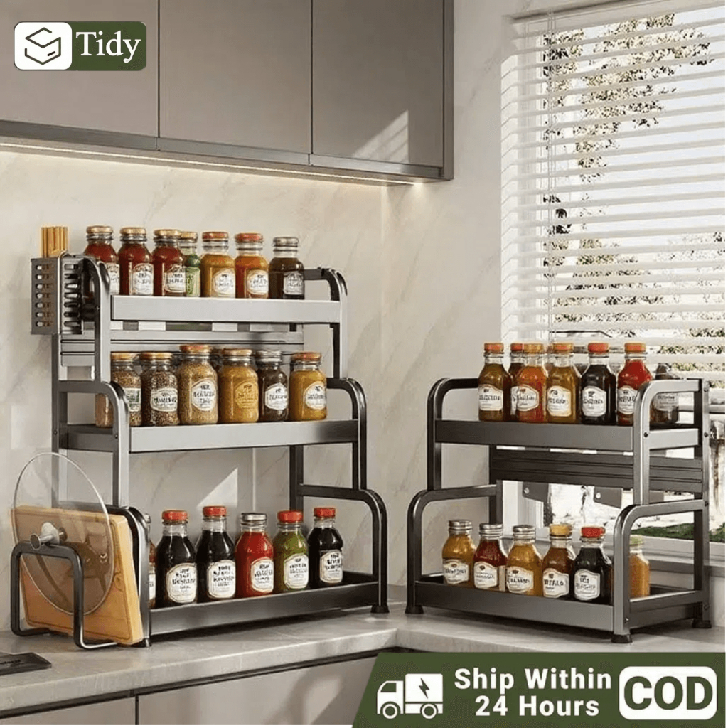 Spice Rack Condiments Rack Steel Kitchen Organizer Condiments ...