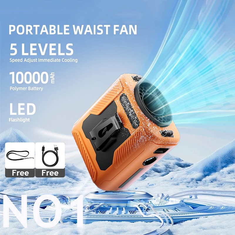 WF10 Waist Fan 5 Speed Strong Wind Portable Fan Rechargeable With ...