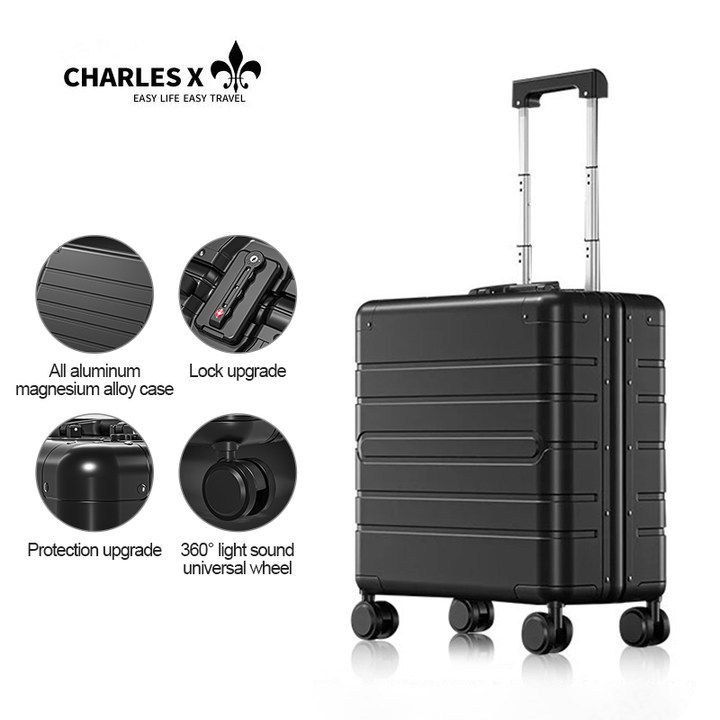 ALL-Aluminum Alloy 18 Inch Boarding Box Business Luggage Pull Bar Box ...