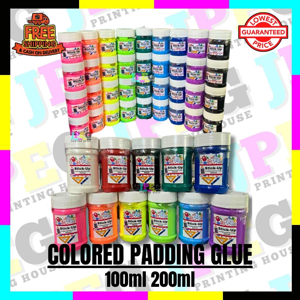 LIMITED EDITION COLORED PADDING GLUE 100ml 200ml Stick-up FREE BRUSH, Strong Adhesive GRP FD2 ...