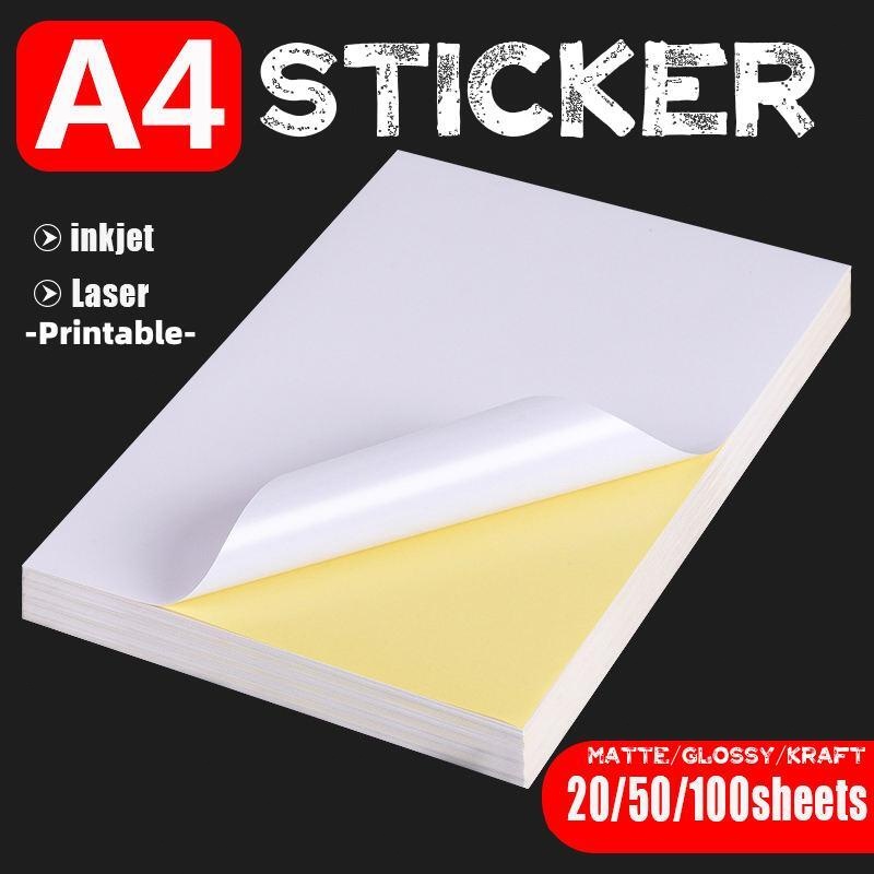 Matte&Glossy Label Photo Sticker Paper A4 Super sticky 100Sheets ...