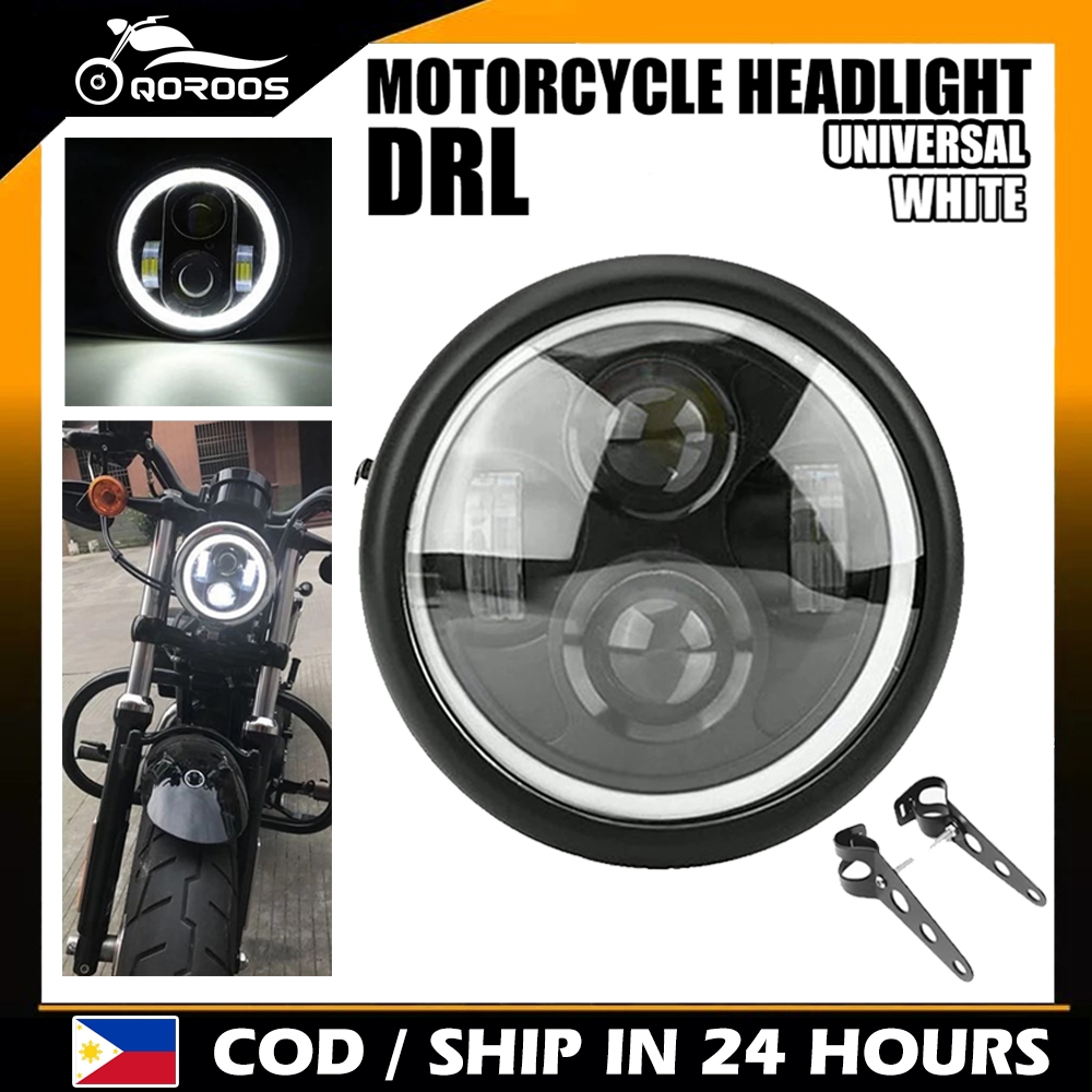 Motorcycle LED Headlight Universal Retro Motorcycle Headlamp Cafe Racer ...
