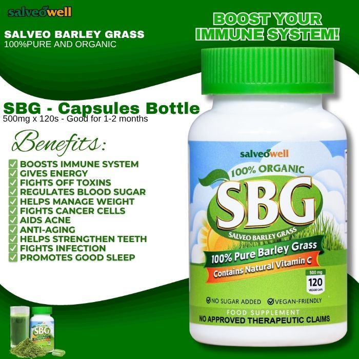 Salveo Barley Grass (SBG) 100% Pure and Organic 120s Capsules Daily ...