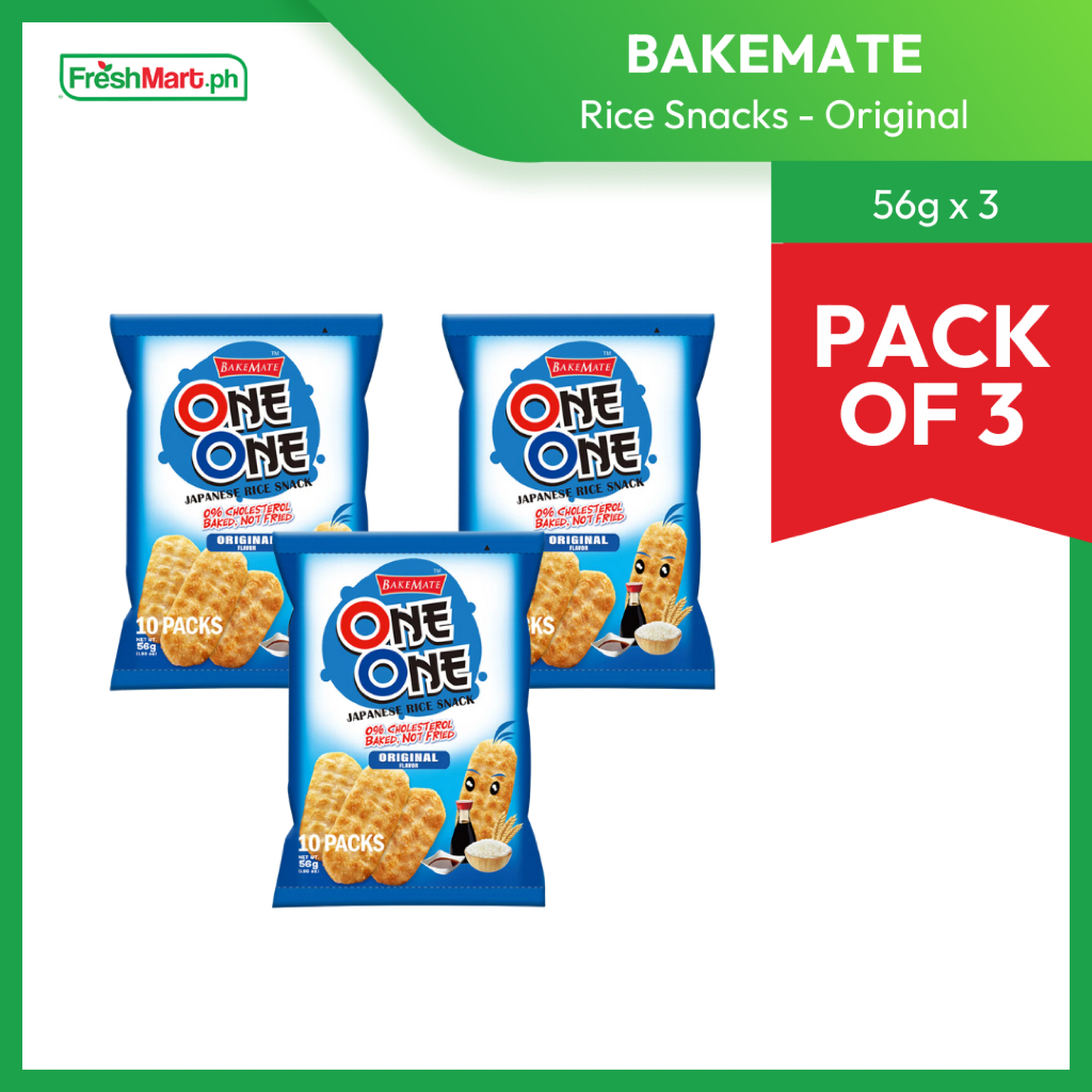 Bakemate One-One Japanese Rice Snacks 56g pack of 3 | Shopee Philippines