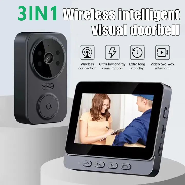 Wireless Visible Doorbell Display Screen Smart Wifi Doorbells Two-Way ...