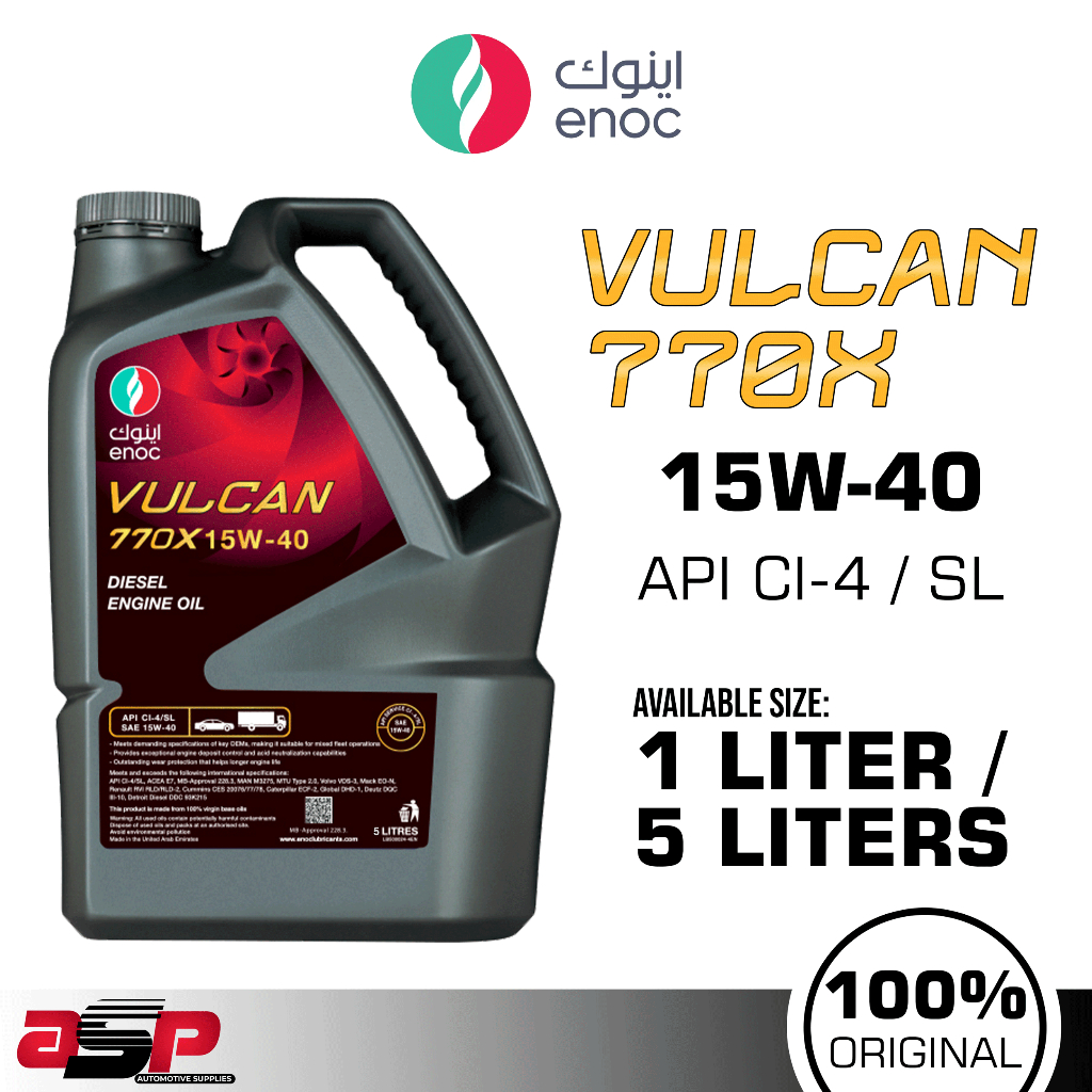 ENOC VULCAN 770X SUPER 15W-40 Semi Synthetic Diesel Oil 1L / 5 Liters ...