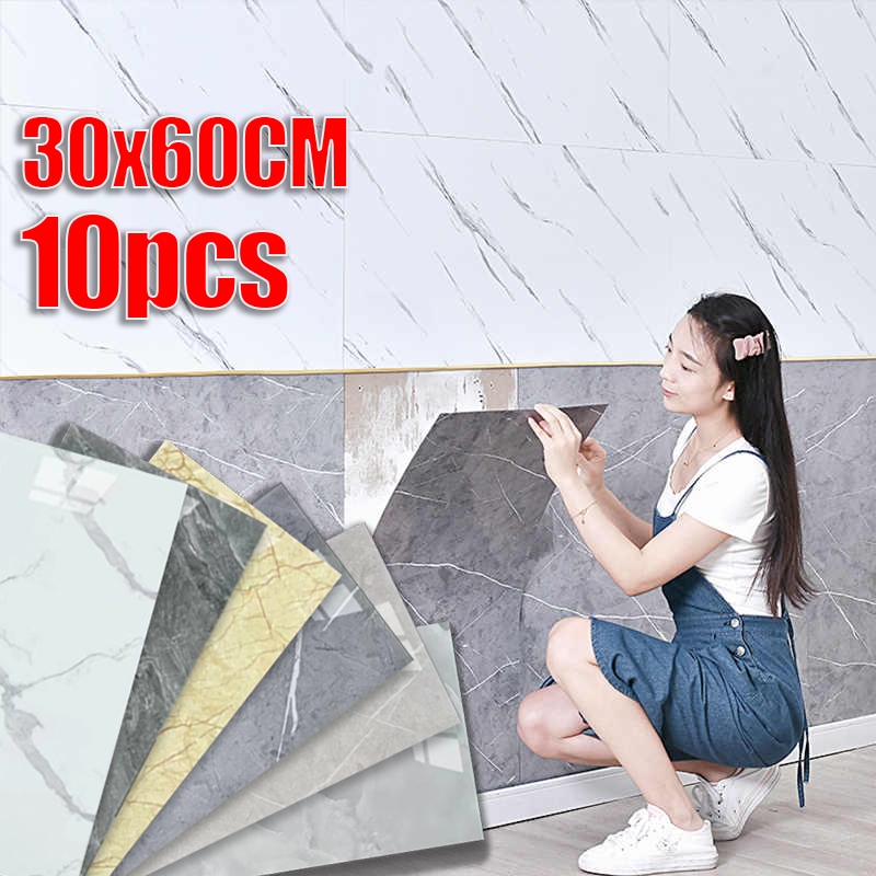 10PCS 30x60cm Marble Wallpaper PVC Vinyl Tiles For Kitchen Venyl Tiles ...