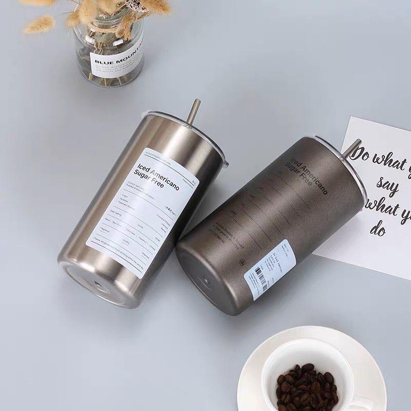ABC Iced Coffee Cup with Straw 400ml Industrial Style Americano Coffee ...
