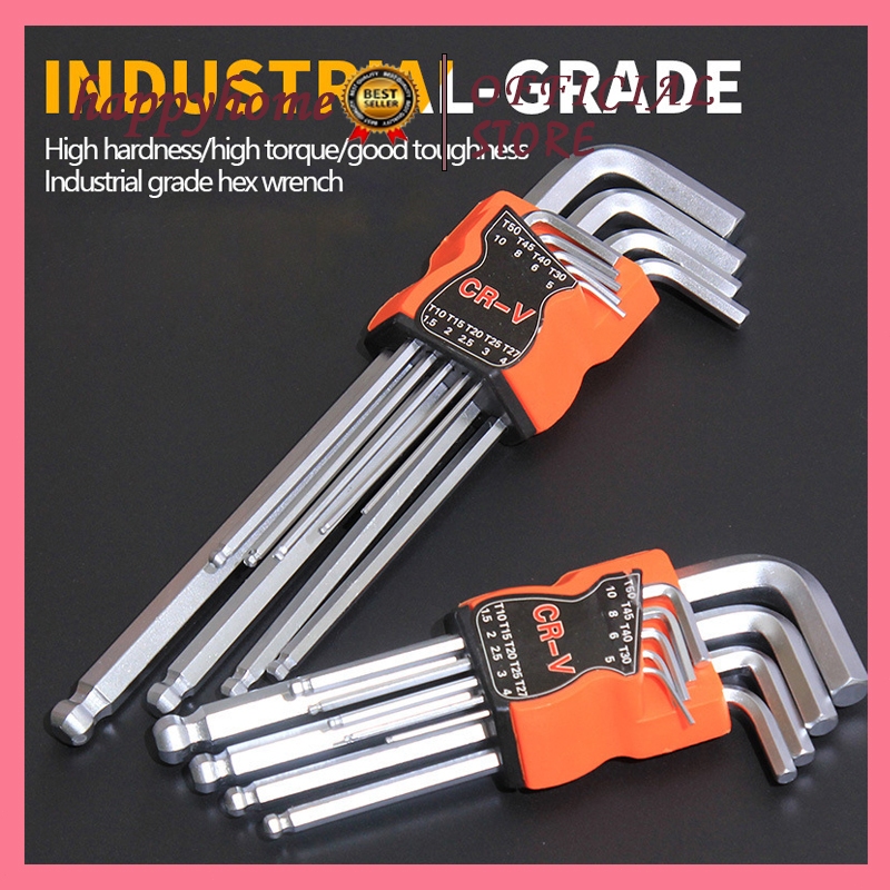 9 PCS Hex Key Wrench Set flower type Ball End Torx Key Hex Key Allen ...