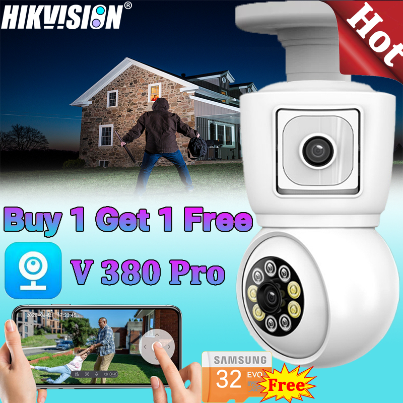V380 Pro Dual Lens Bulb CCTV Bulb Security Camera Wireless Connect To ...