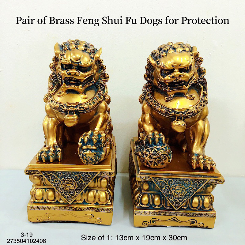 Fengshui Pair of Brass Fu Dog Fu Dogs for Protection | Shopee Philippines