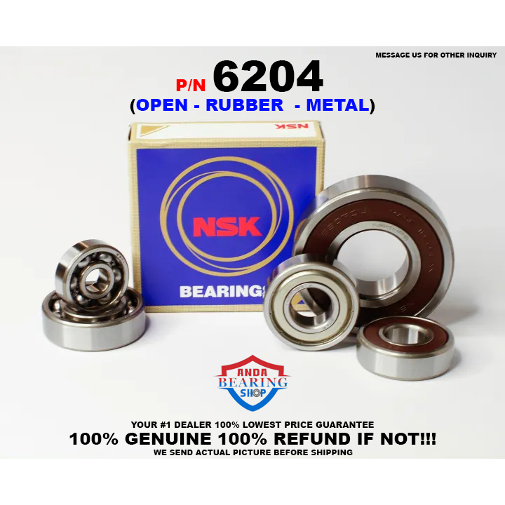 6204 Ball Bearing (20X47X14): Open or sealed with rubber or metal seals ...