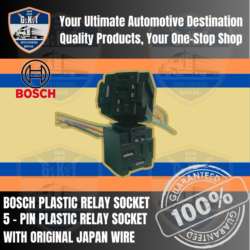 Bosch Plastic Relay Socket 5-Pin, Genuine-Heavy Duty with Japan Wire ...