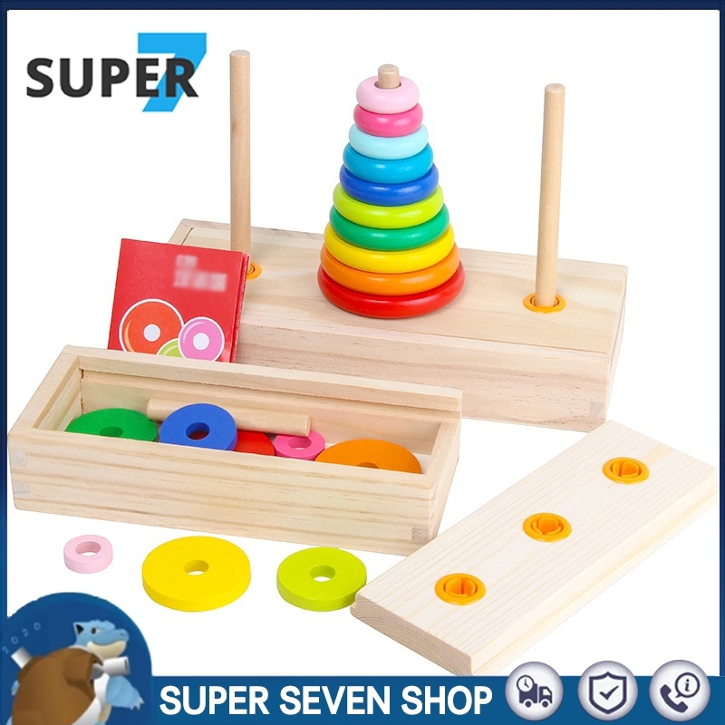 Ten-Layer Wooden Tower Building Blocks Of Hanoi Tower Thinking Logic ...