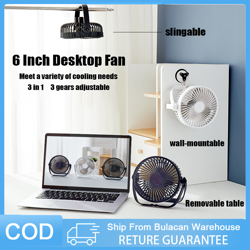 6 Inches Desktop Fan 3-In-1 Portable Small Electric Fan 3 Speeds Fan ...