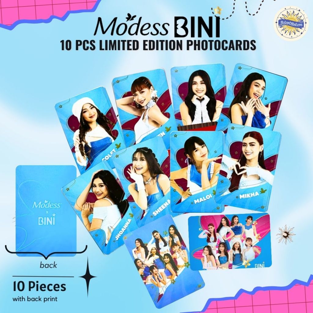 10 pcs Modess x BINI photocard OT8 unofficial Globe Puregold Jollibee ...