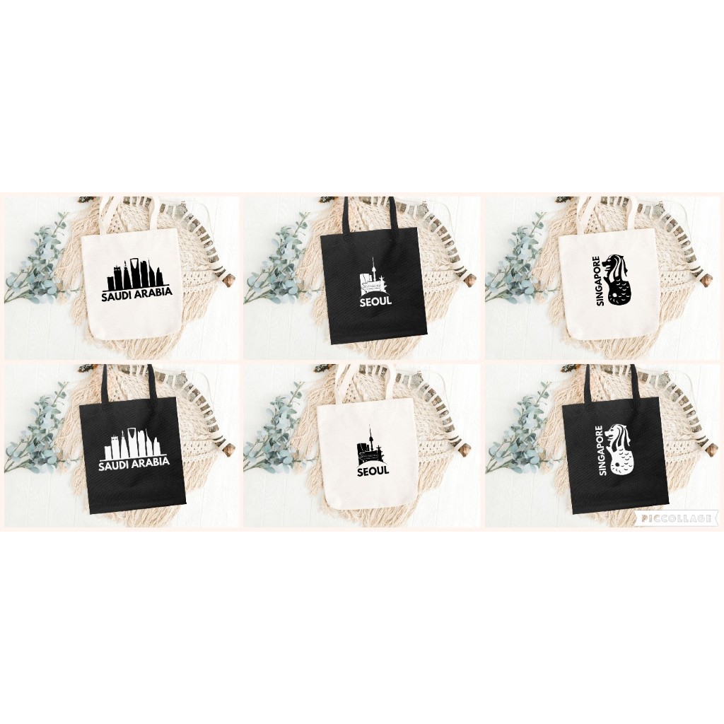 VINYL INTERNATIONAL RANDOM SOUVENIR TOTE BAG (SAUDI, SEOUL, SINGAPORE ...