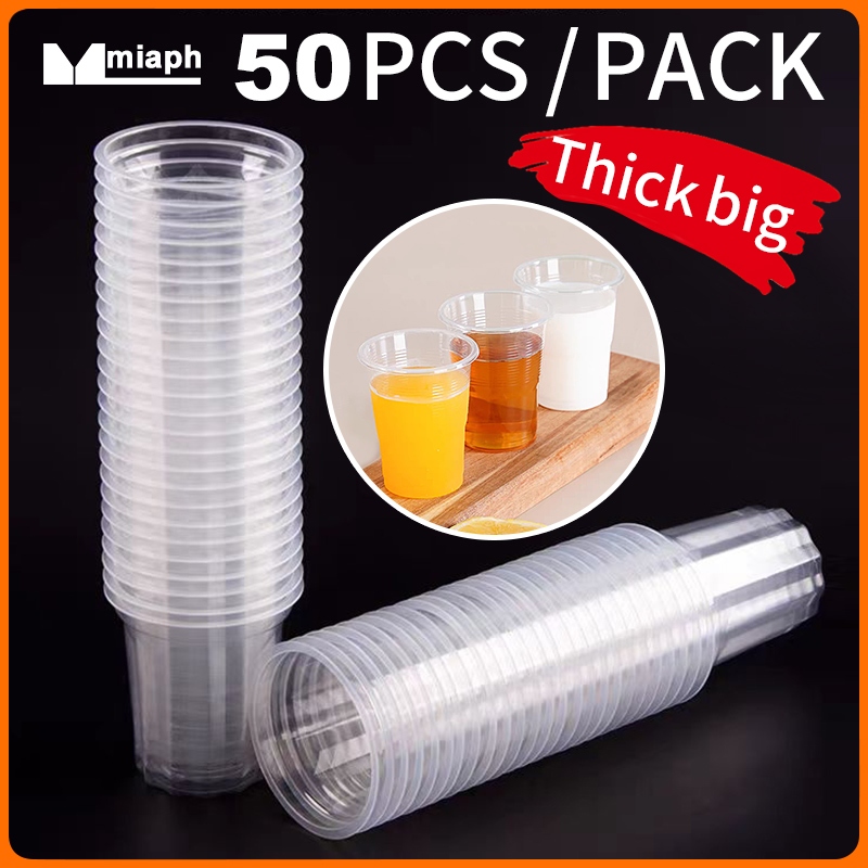 50 Pcs Disposable Clear Plastic Cups Party Birthday Tea Coffee Cup ...