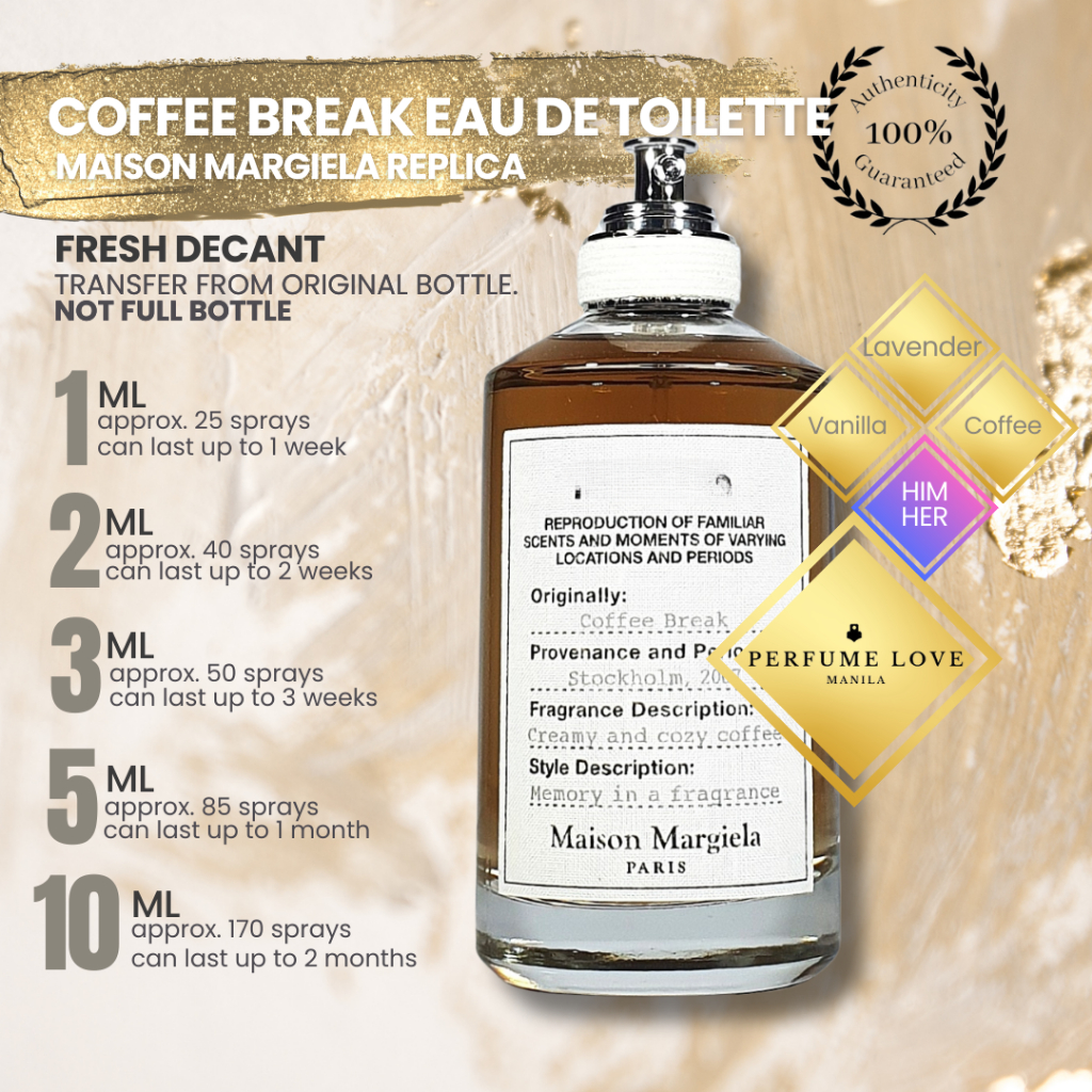 PERFUME DECANT M.M.R. Coffee Break Eau de Toilette 1ml 2ml 3ml 5ml ...