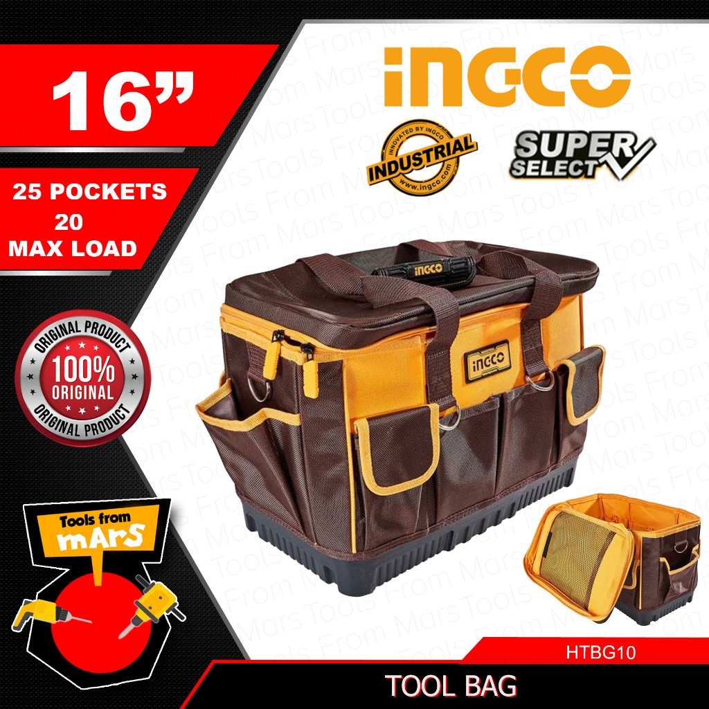 Ingco 16" Inch Tools Box 25 Pockets Multi-Purpose Bag Storage Toolbox ...