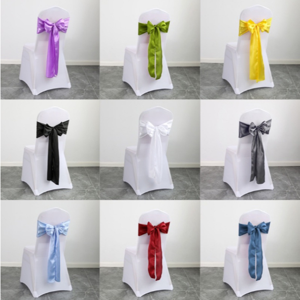 RIBBON ORGANZA Catering Chair Ribbon Monoblock Chair Ribbon Silk Satin ...