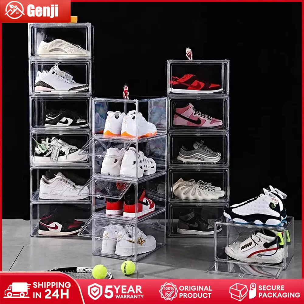 Acrylic Shoe Box Stackable Magnetic Shoe box Shoe Rack storage ...