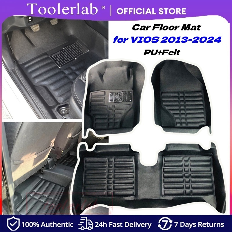 Car Floor Matting for Toyota Vios 2013-2024 5D With Logo Deep Dish Car ...