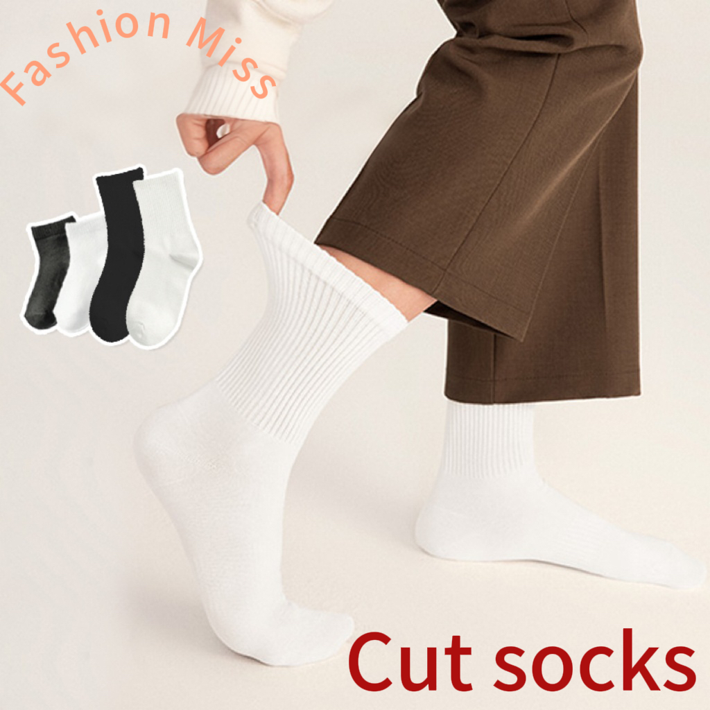 Cut Socks for student 2 colors Black/White Plain sport set of 3 Pairs ...