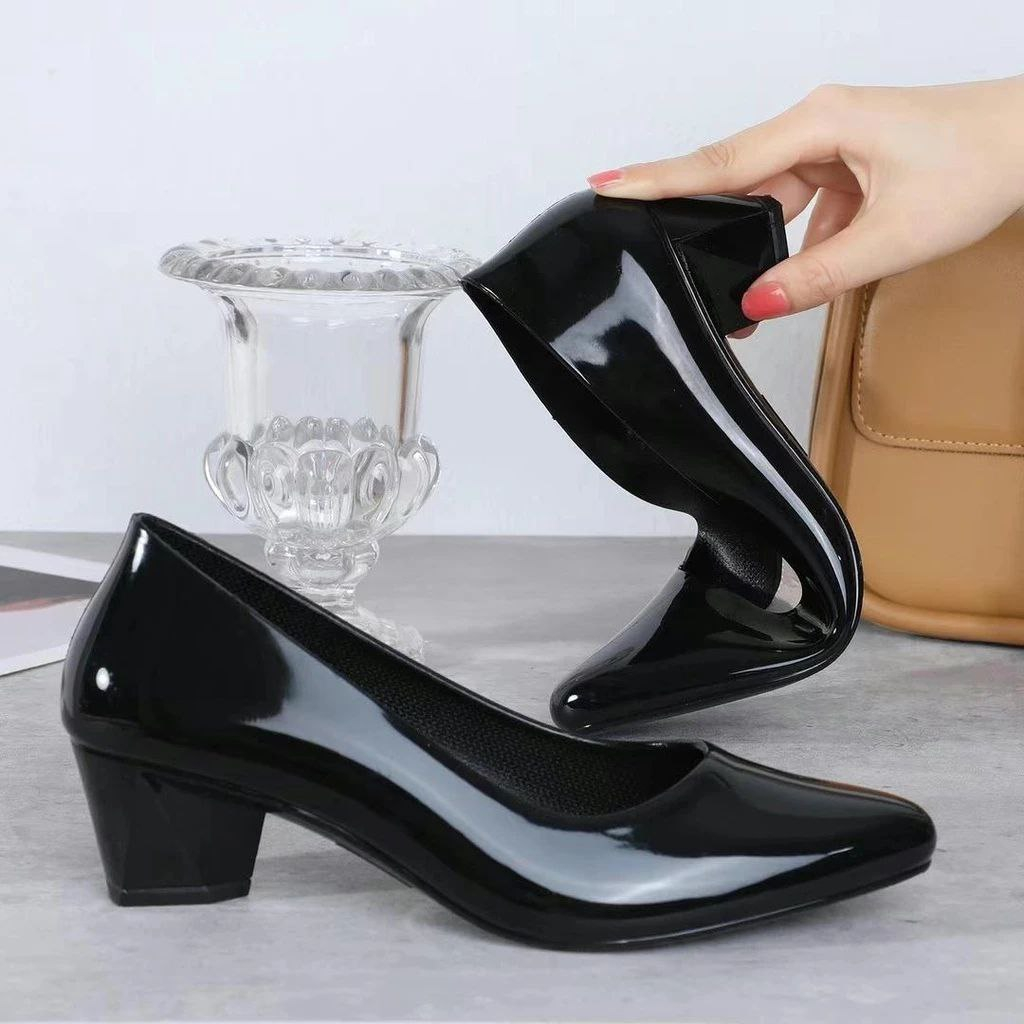 Ladies Korean Style Block High Heels Thick Heel School Work Office ...